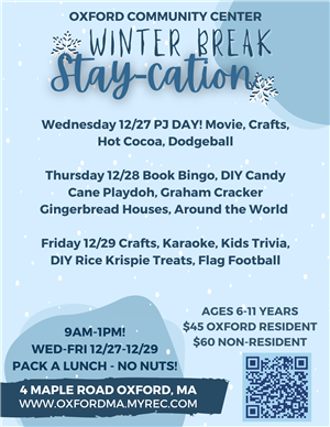 Oxford Community Center: Winter Break "STAY"cation